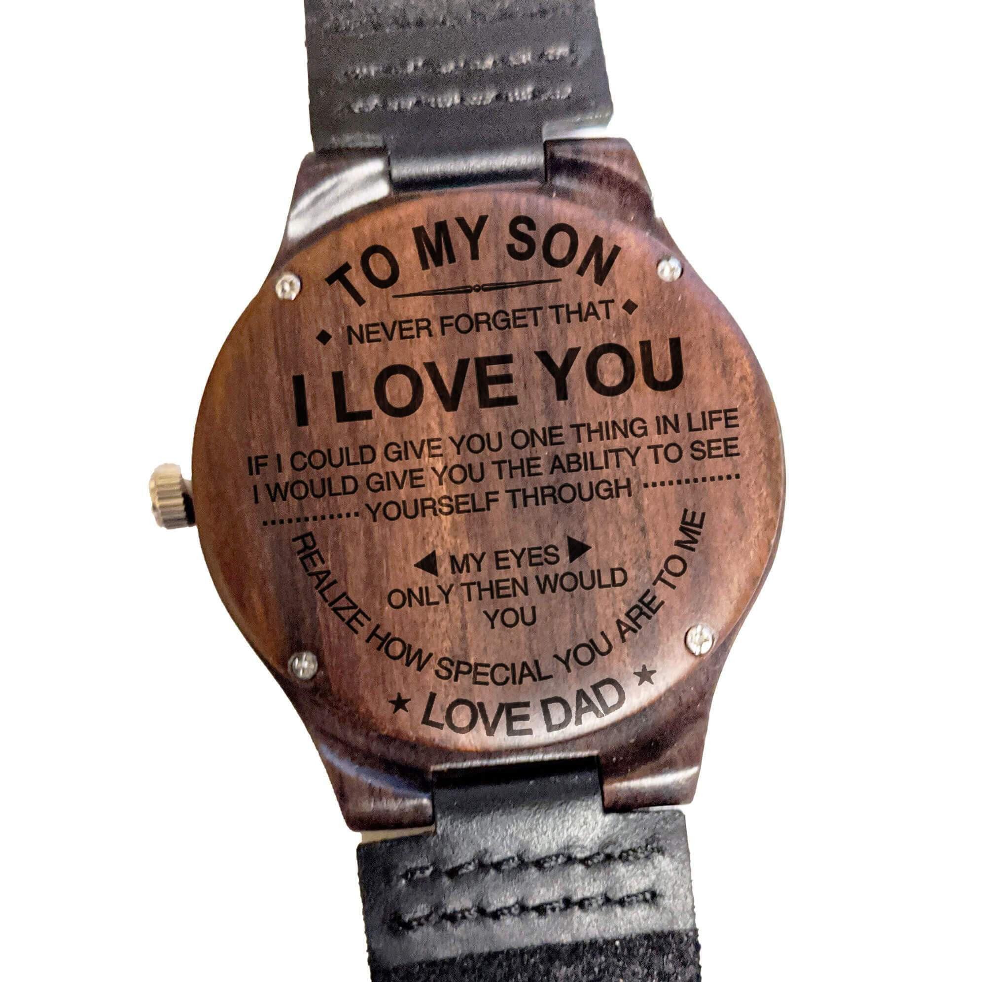 Son - "Never forget that I love you" personalized wooden watch gift ...