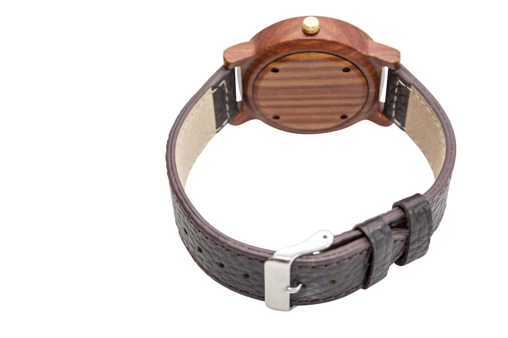 Personalized Wooden Watch for Men – Red Sandalwood 40mm – Leather Band ...